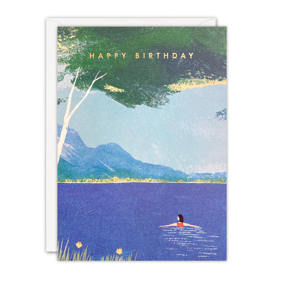 Lake Swimming Birthday Card by James Ellis