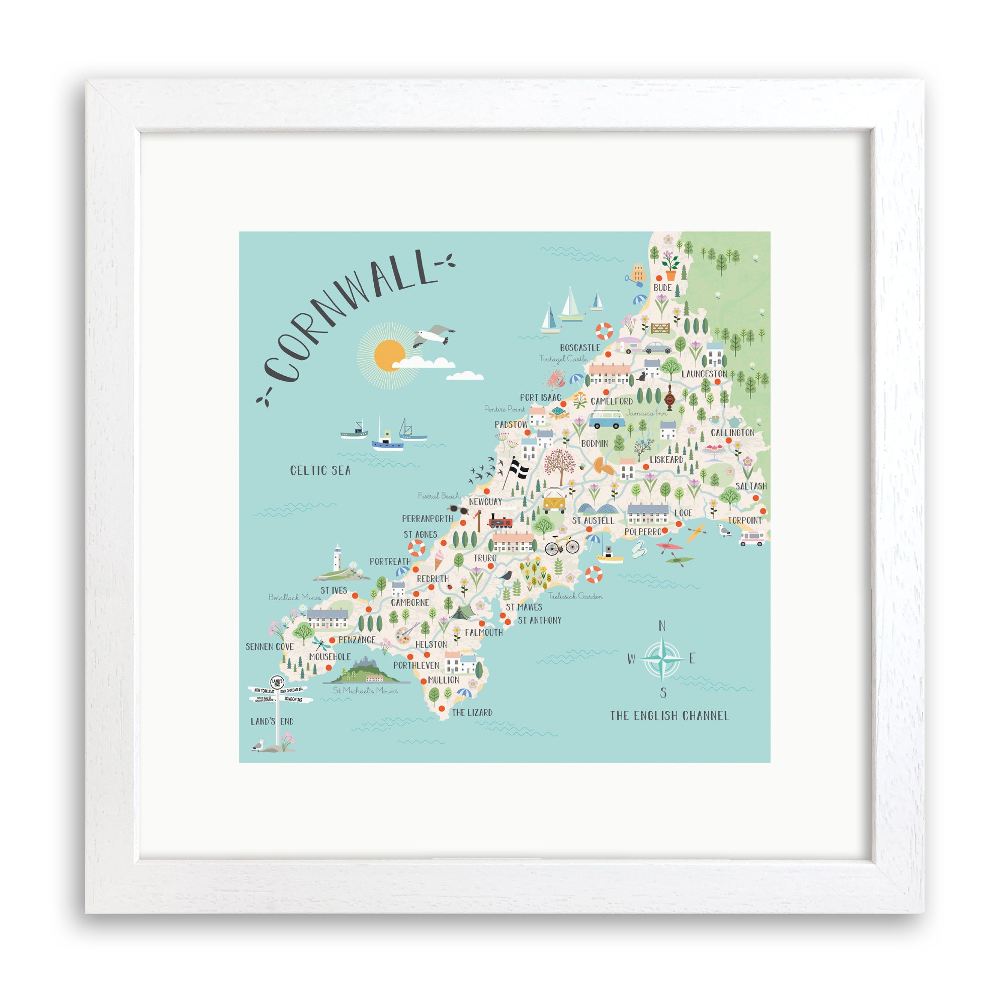 Map of Cornwall Print by Hilary Yafai